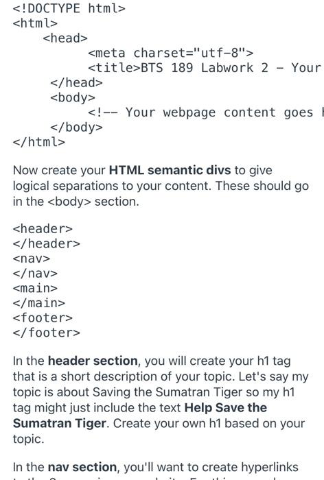 Solved For this lab activity we will be reviewing our HTML | Chegg.com