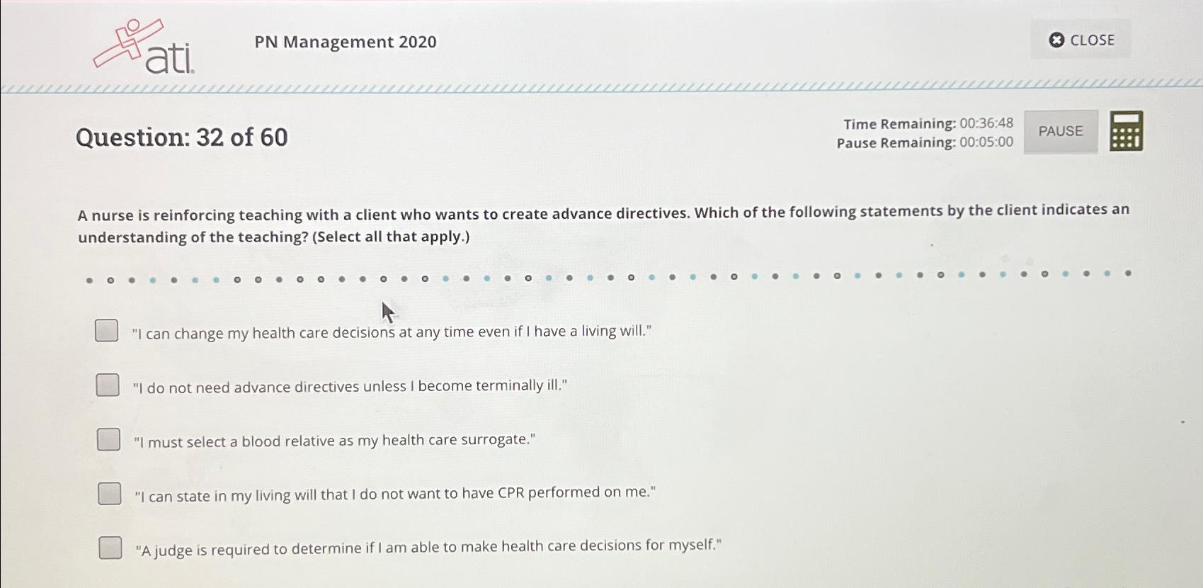 Solved PN Management 2020Question: 32 ﻿of 60Time Remaining: | Chegg.com