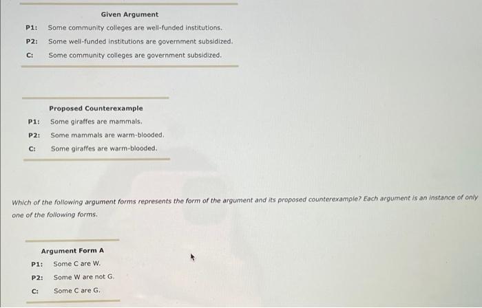 P1: Given Argument Some community colleges are | Chegg.com