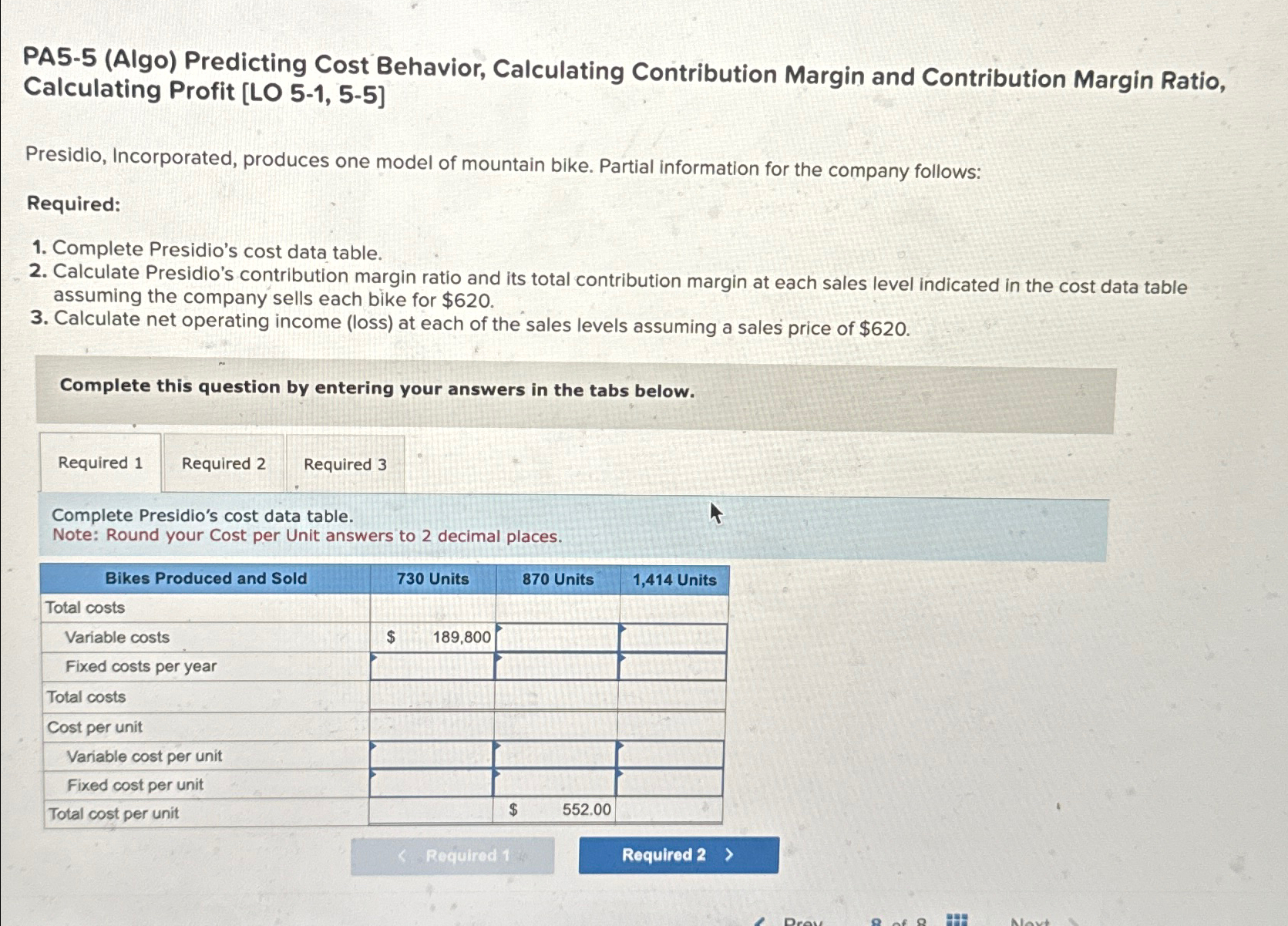 Solved PA5-5 (Algo) ﻿Predicting Cost Behavior, Calculating | Chegg.com