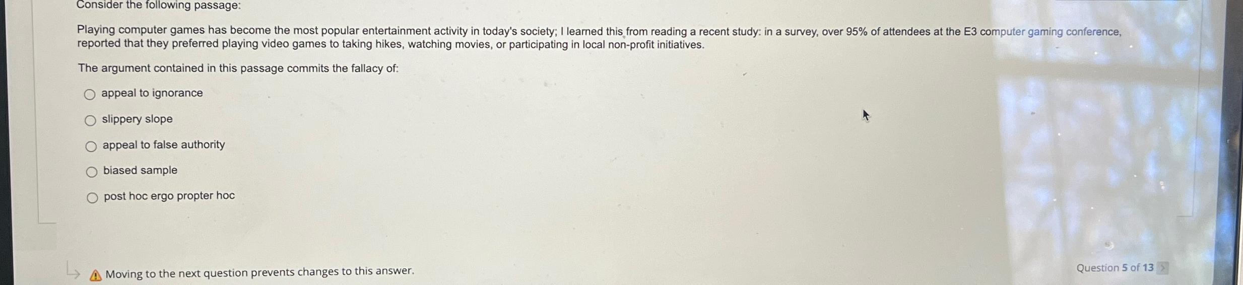 Solved Consider the following passage: reported that they | Chegg.com