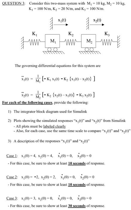 QUESTION 3: Consider this two-mass system with M1=10 | Chegg.com