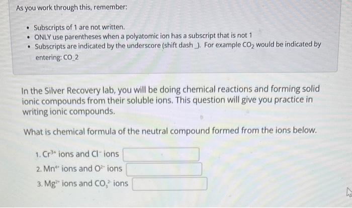 Solved As you work through this, remember: - Subscripts of 1 | Chegg.com