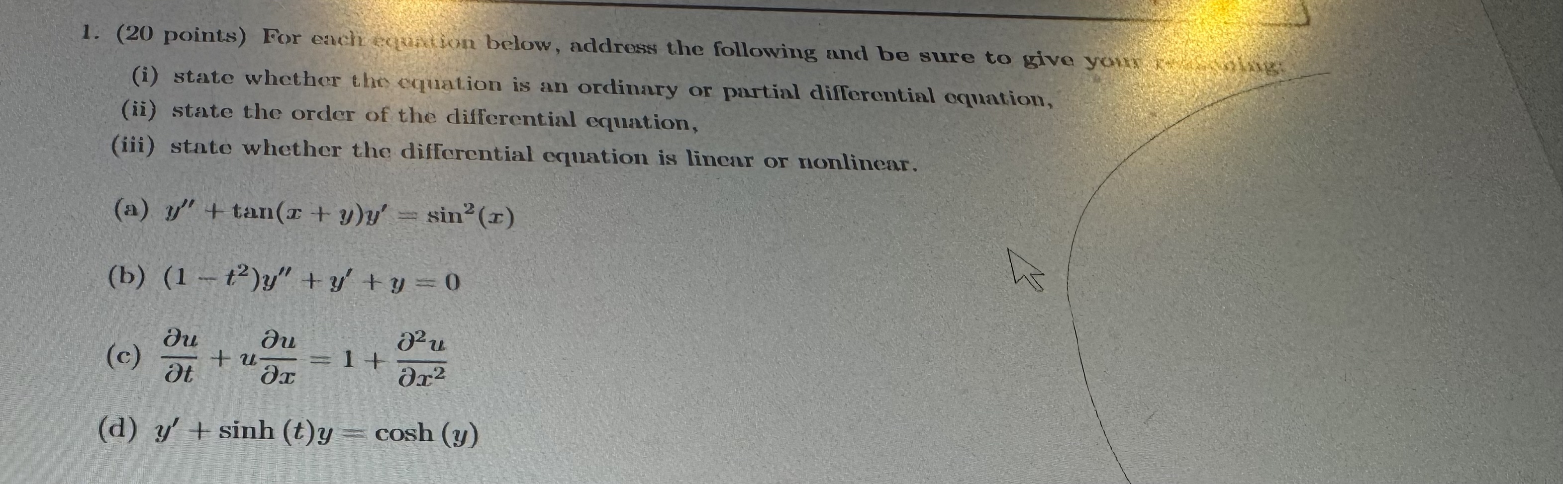 Solved (20 ﻿points) ﻿For each eckomtion below, address the | Chegg.com