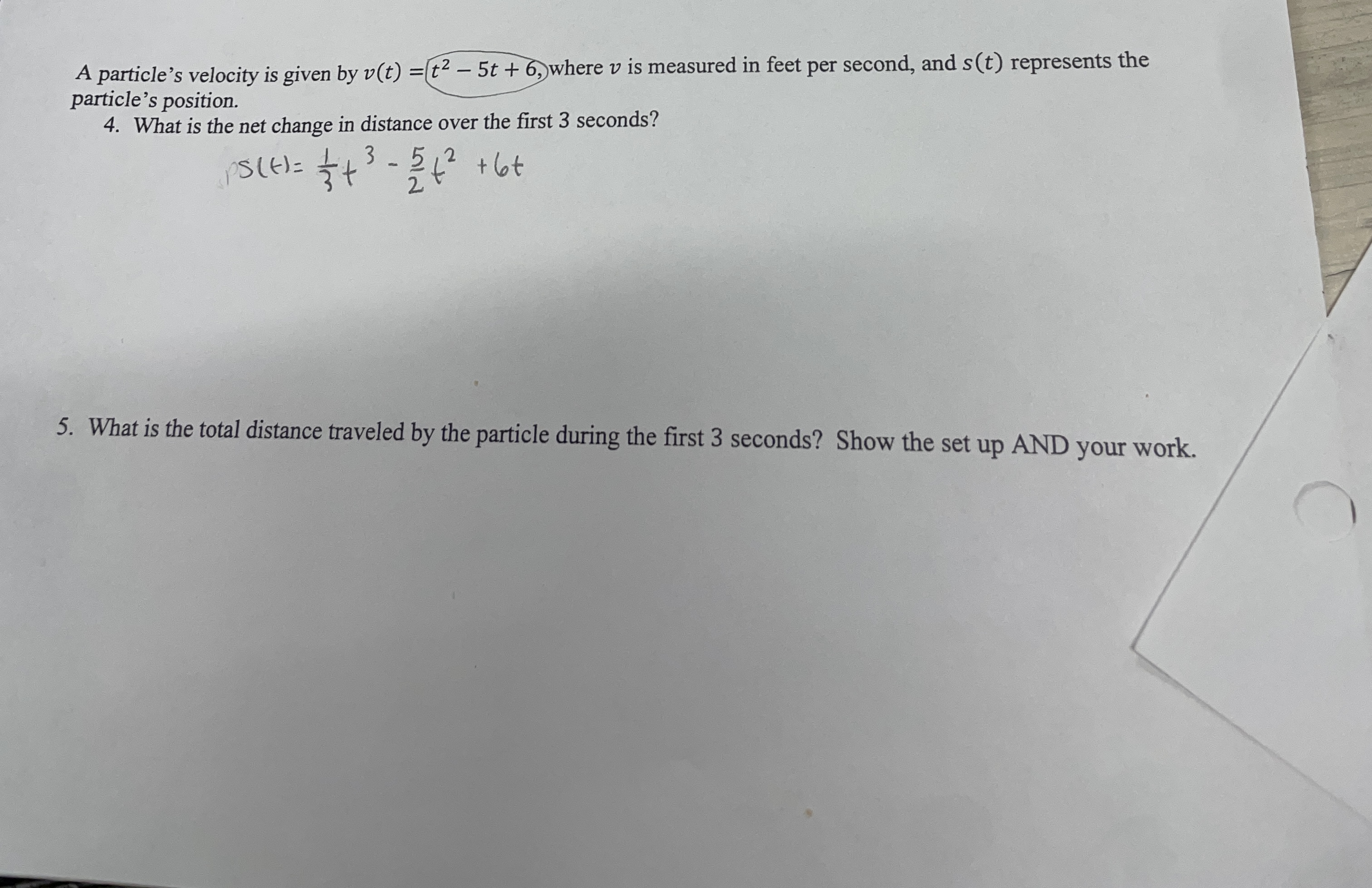 Solved What is the total distance traveled by the particle | Chegg.com