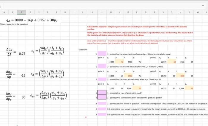 qd=8000−16p+0.75l+30pr estinaw fit in the equation' | Chegg.com