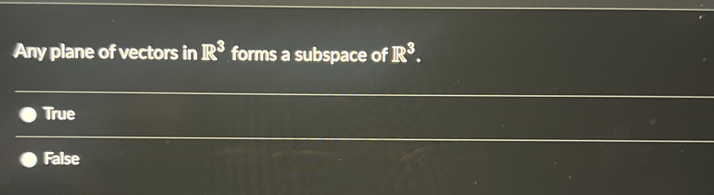 Solved Any plane of vectors in R3 ﻿forms a subspace of | Chegg.com