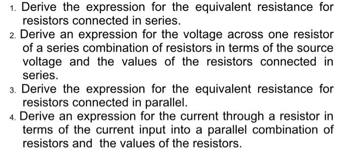Solved 1. Derive the expression for the equivalent | Chegg.com