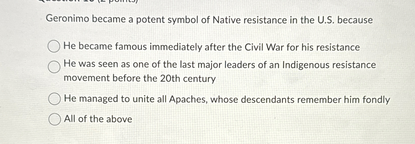 Solved Geronimo became a potent symbol of Native resistance | Chegg.com