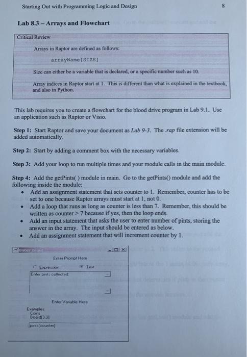 Starting out with Programming Logic and Design 8 Lab | Chegg.com