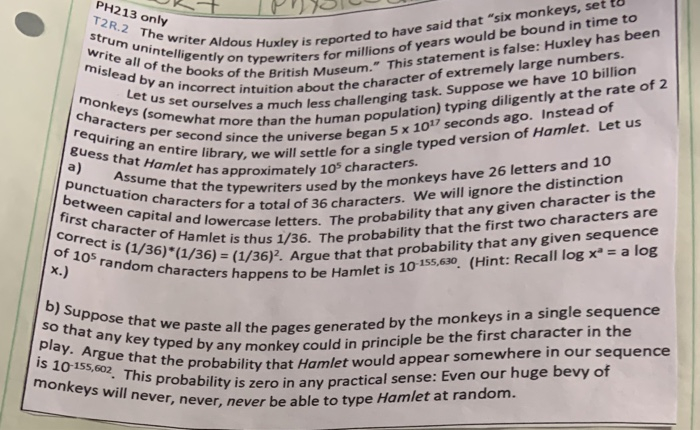 Solved T2R.2 The writer Aldous Huxley is reported to have | Chegg.com