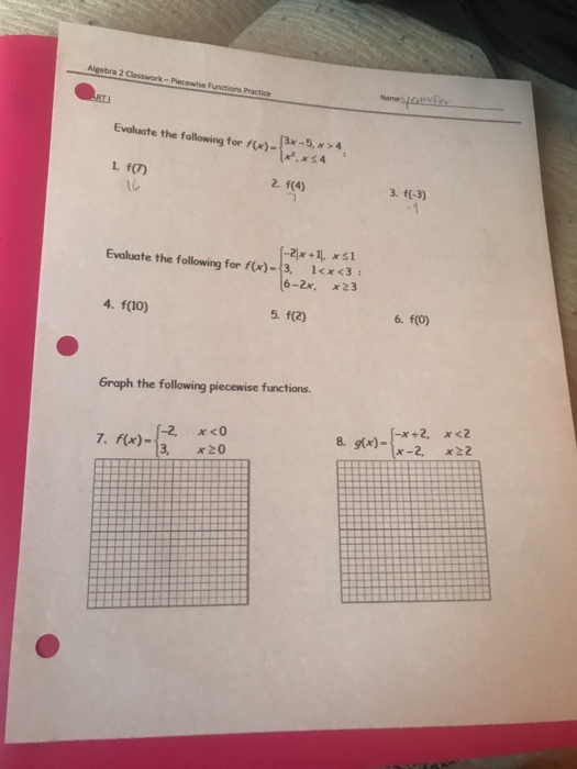 Solved PART II: Match the piecewise function with its kaph | Chegg.com