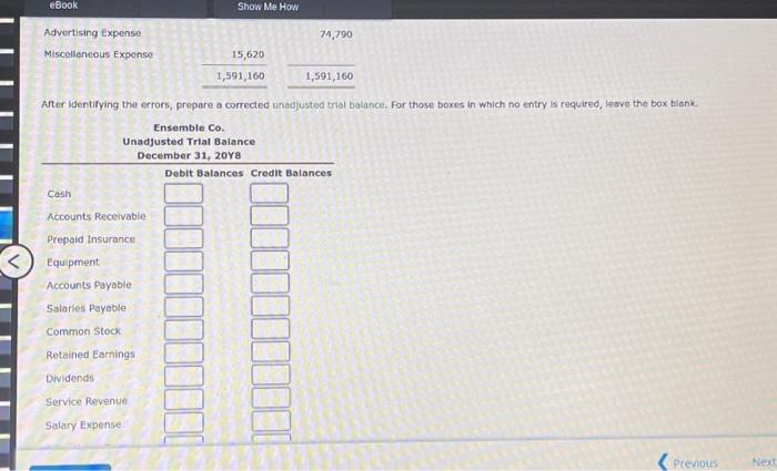 Solved Errors in Trial Balonce Identify the errors in the | Chegg.com