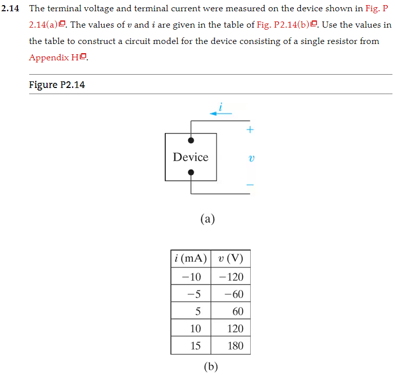 Solved 2.14 ﻿The terminal voltage and terminal current were | Chegg.com