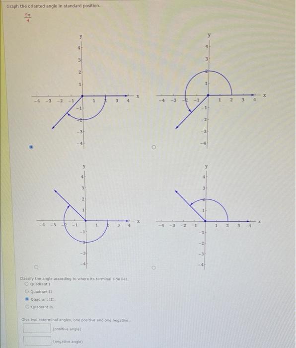 Solved Sketch the angle in standard position. 9 5 у o у | Chegg.com