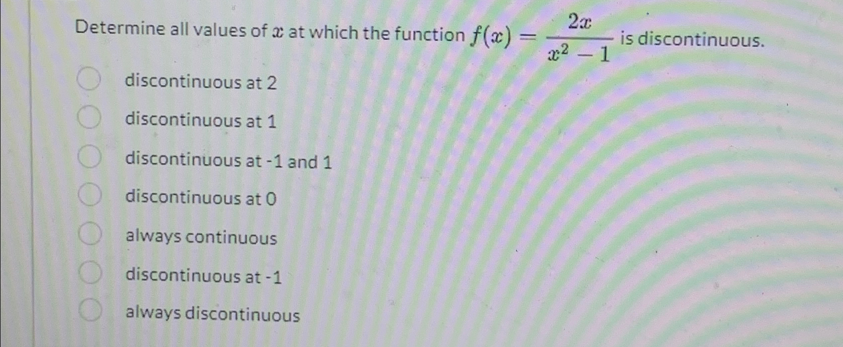 Solved Determine all values of x ﻿at which the function | Chegg.com