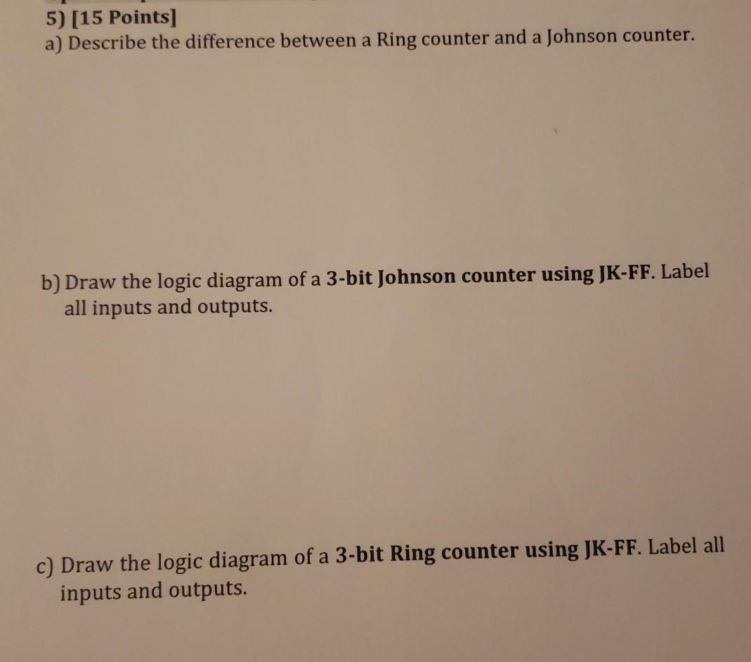 Solved 5) [15 Points] a) Describe the difference between a | Chegg.com