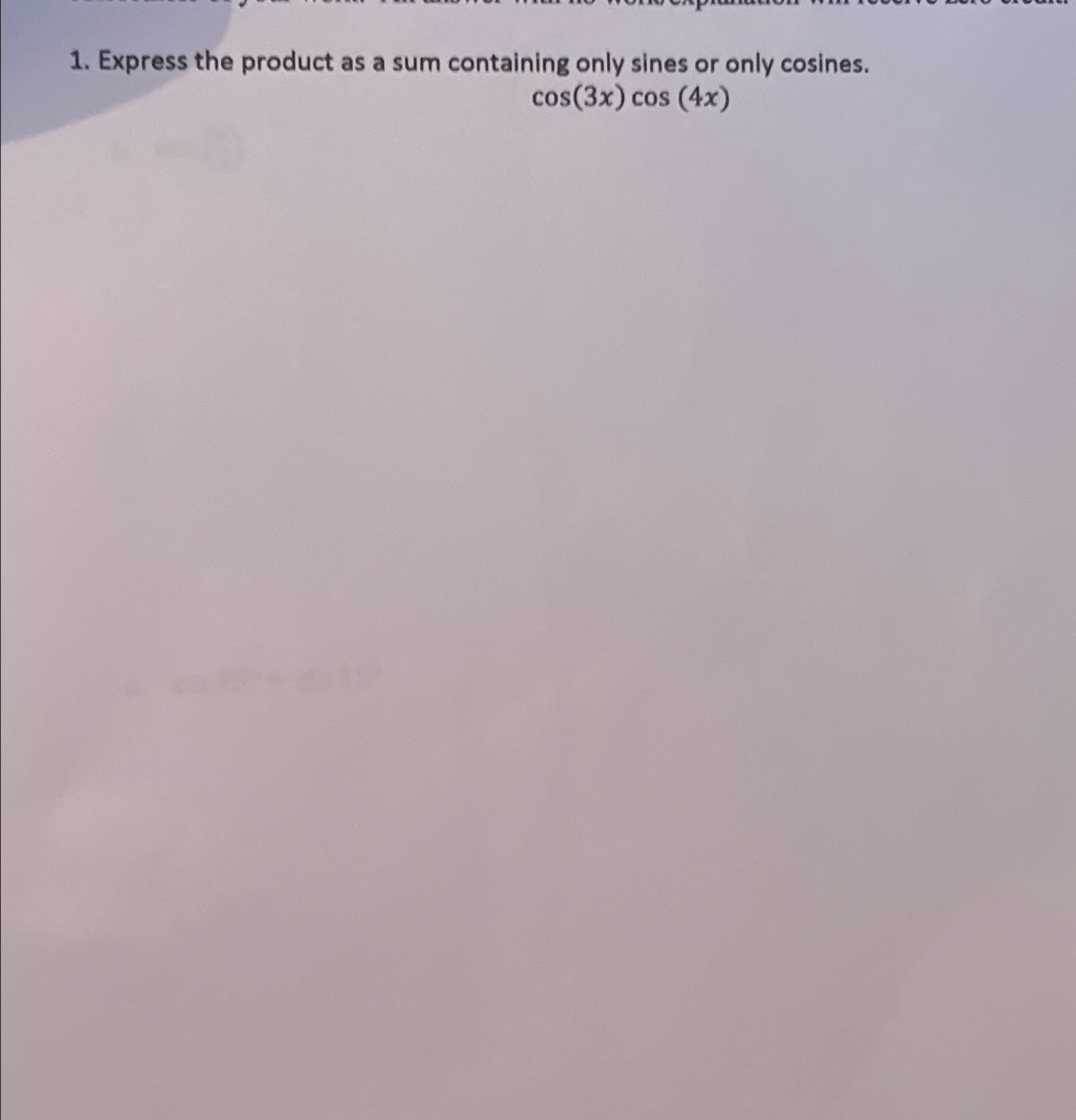 Solved Express the product as a sum containing only sines or | Chegg.com