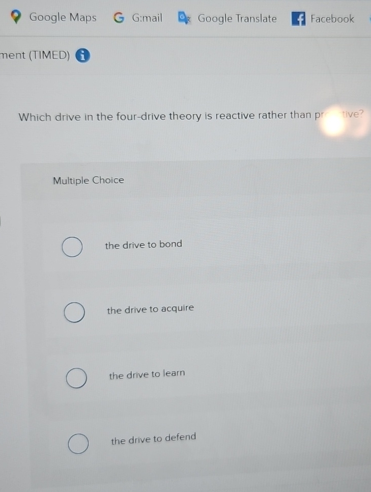 Solved Which drive in the four-drive theory is reactive | Chegg.com
