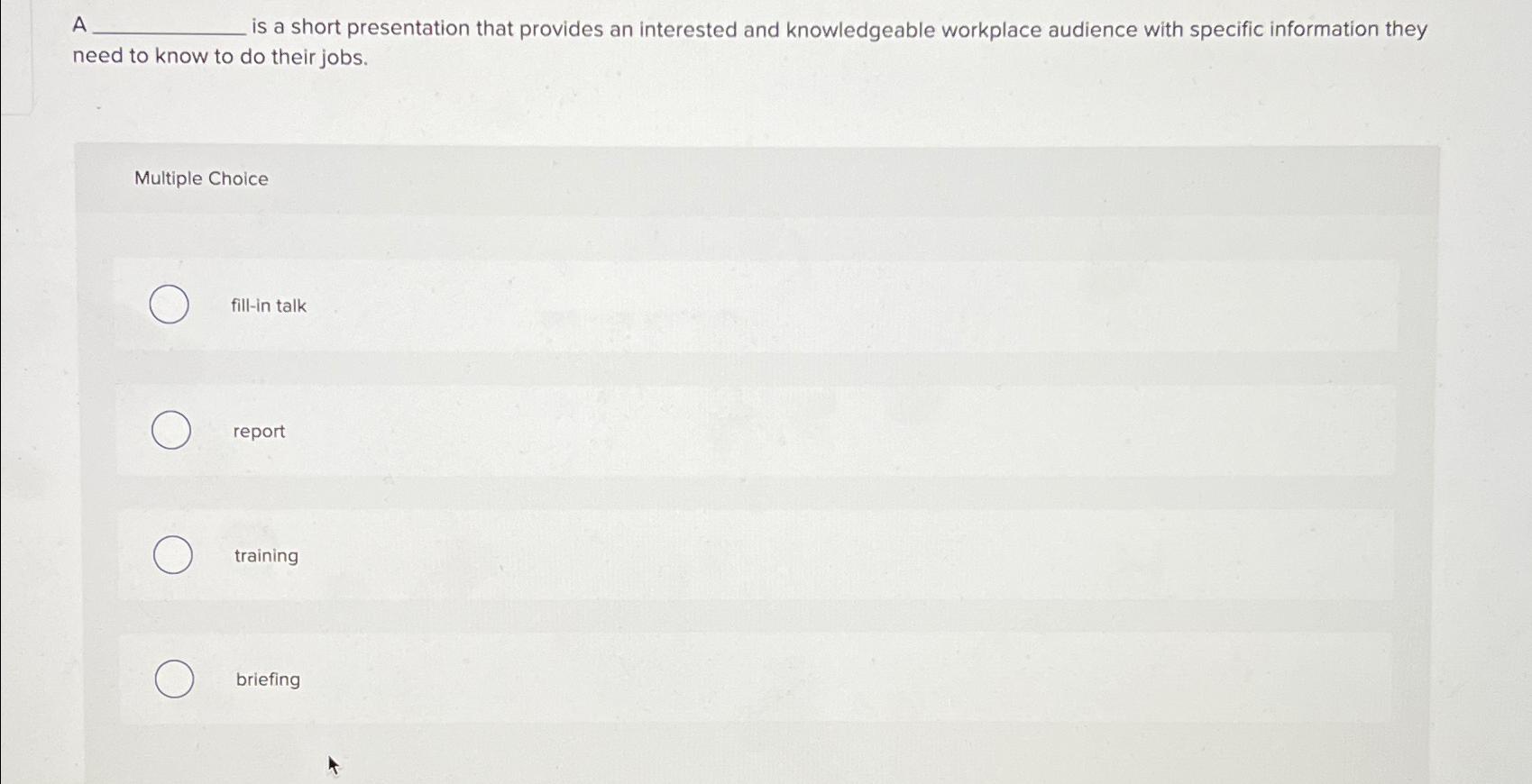 Solved A is a short presentation that provides an interested | Chegg.com