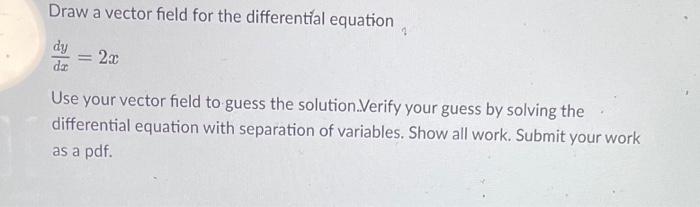 Solved Draw a vector field for the differential equation 7 | Chegg.com