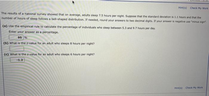 Solved Hint(s) Check My Work The results of a national | Chegg.com