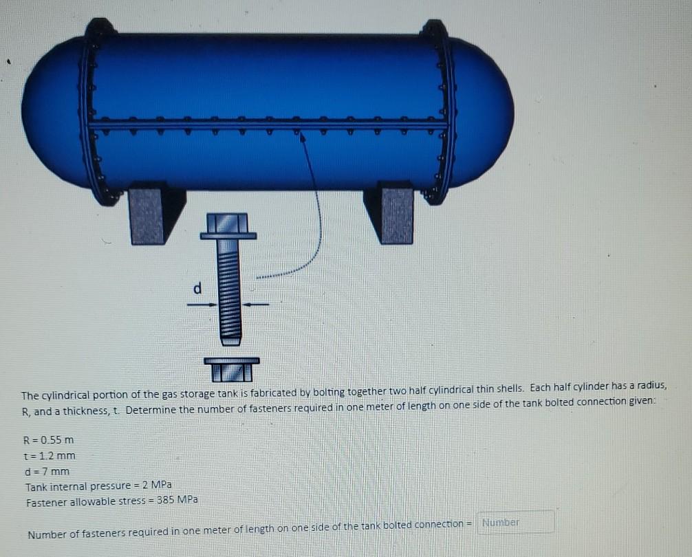Solved d The cylindrical portion of the gas storage tank is | Chegg.com