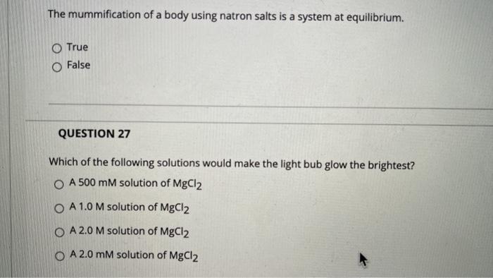 Solved The mummification of a body using natron salts is a | Chegg.com