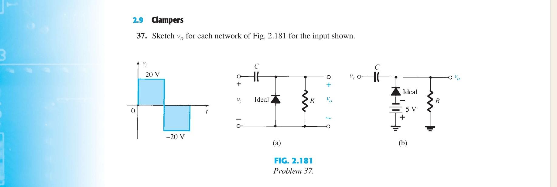 Solved 2.9 Clampers 37. Sketch VO for each network of Fig. | Chegg.com