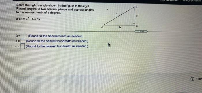 Solved Solve the right triangle shown in the figure to the | Chegg.com
