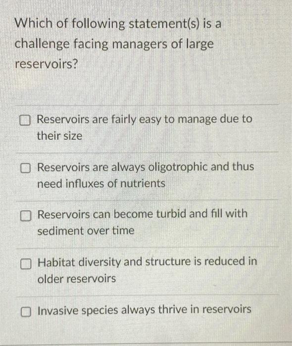 Solved Which of following statement(s) is a challenge facing | Chegg.com