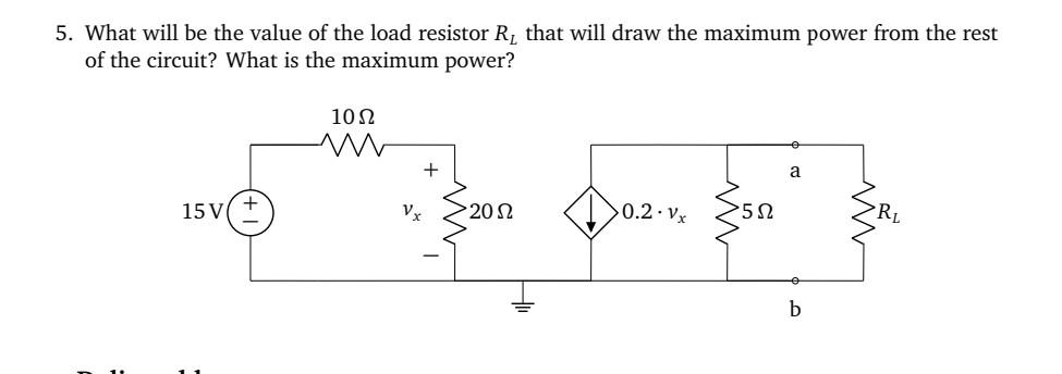 Solved 5. What will be the value of the load resistor RL | Chegg.com
