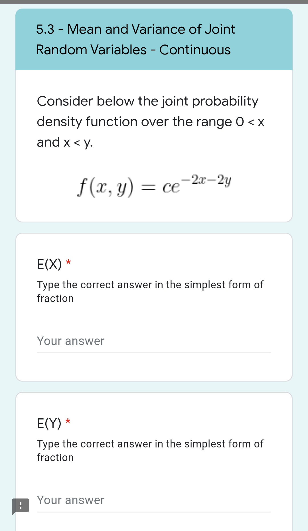 Solved 5.3 - Mean and Variance of Joint Random Variables - | Chegg.com