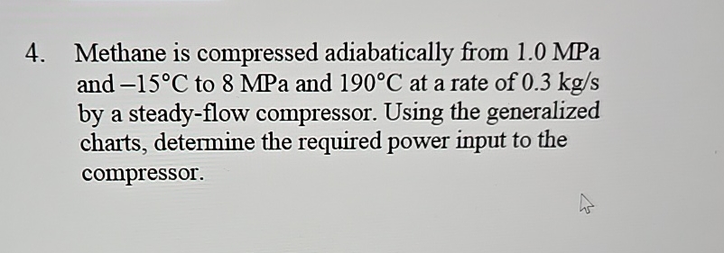 Solved Methane is compressed adiabatically from 1.0MPa and | Chegg.com