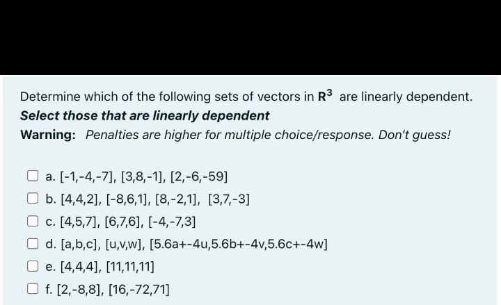 Solved Determine which of the following sets of vectors in | Chegg.com