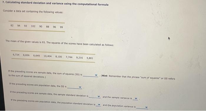 Solved 6. Calculating standard deviation and variance using | Chegg.com