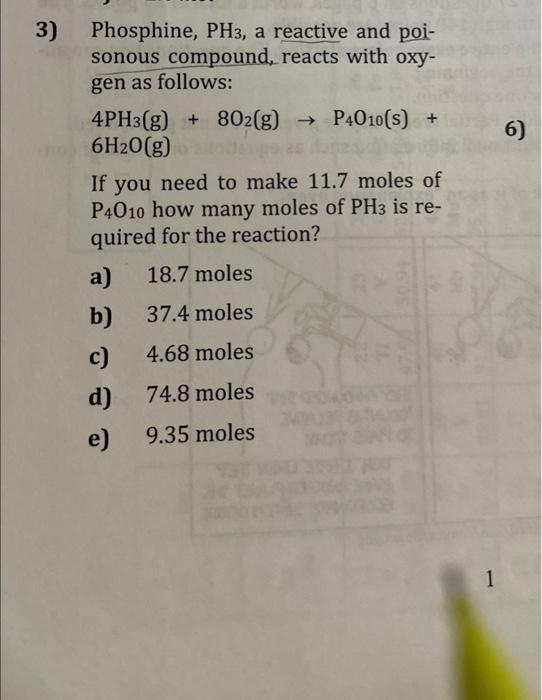 Solved 3) Phosphine, PH3, a reactive and poi- sonous | Chegg.com