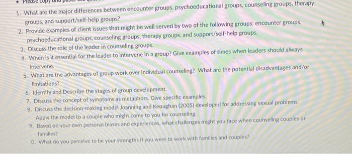 Solved 1. What are the major differences between encounter | Chegg.com