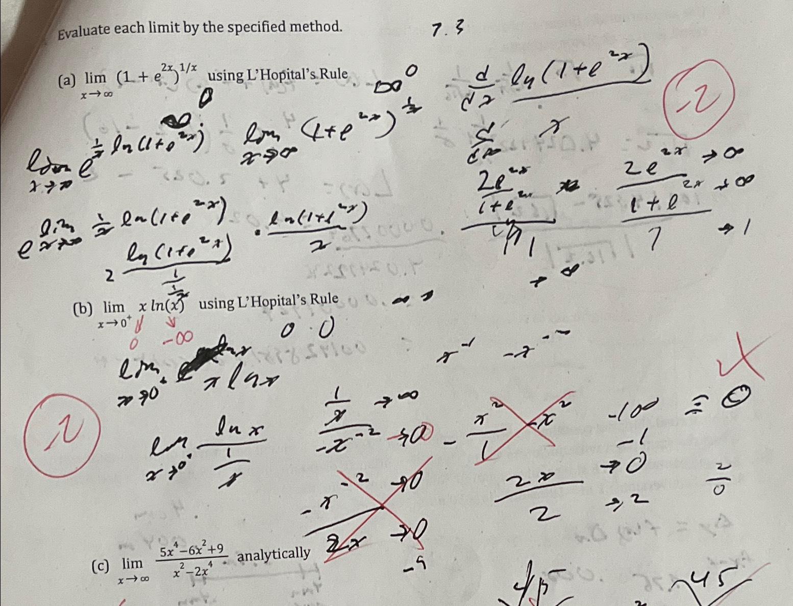 Solved Evaluate each limit by the specified | Chegg.com