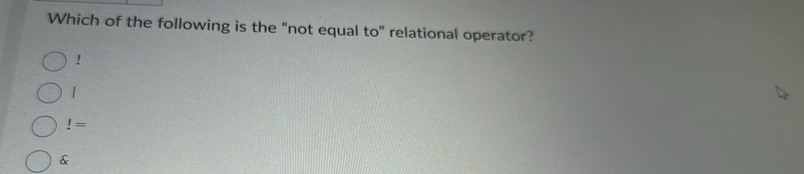 Solved Which of the following is the "not equal to" | Chegg.com