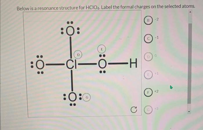 Solved Belnw is a resonance structure for HClO4. Label the | Chegg.com