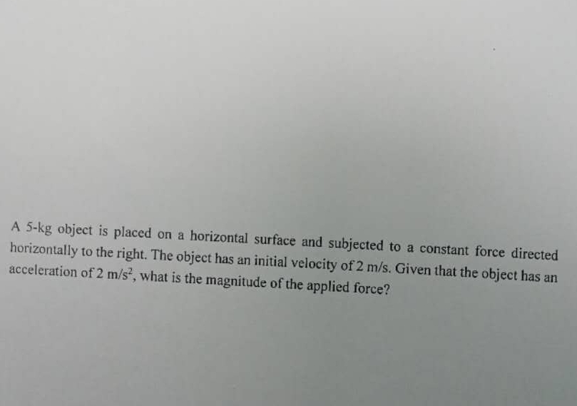 Solved A 5-kg ﻿object is placed on a horizontal surface and | Chegg.com