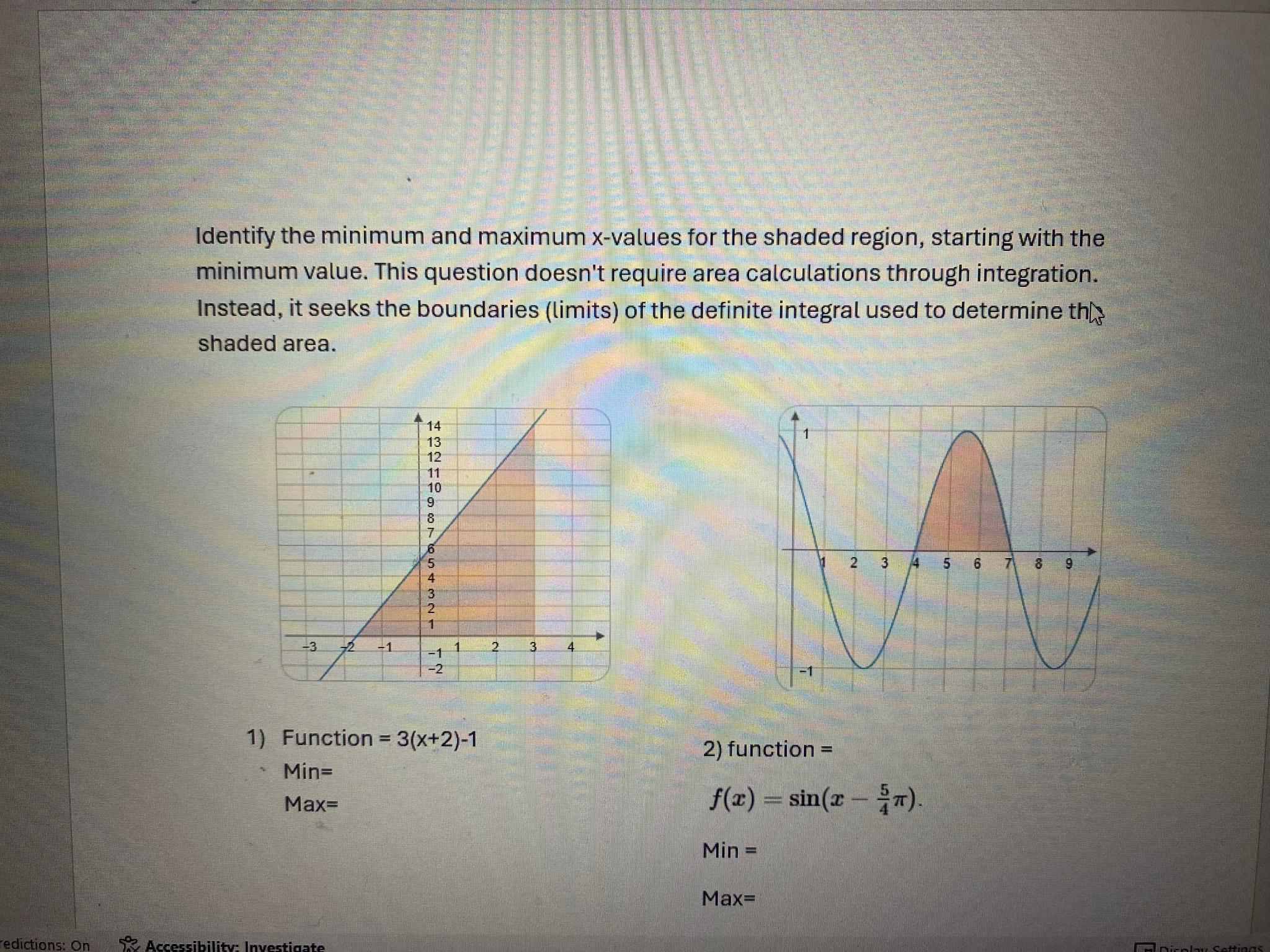 Solved Identify the minimum and maximum x-values for the | Chegg.com