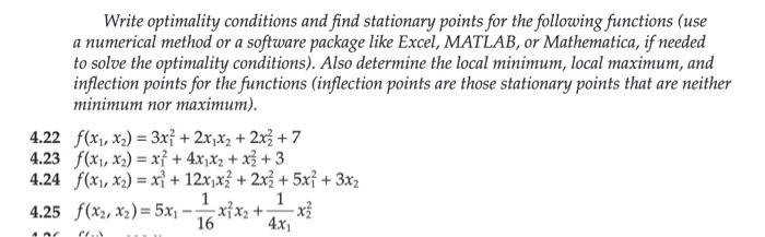 Solved Write optimality conditions and find stationary | Chegg.com
