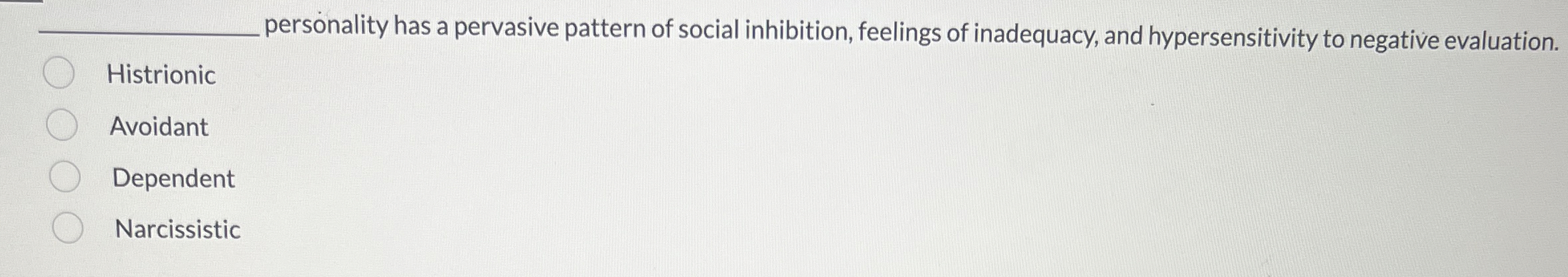 Solved personality has a pervasive pattern of social | Chegg.com
