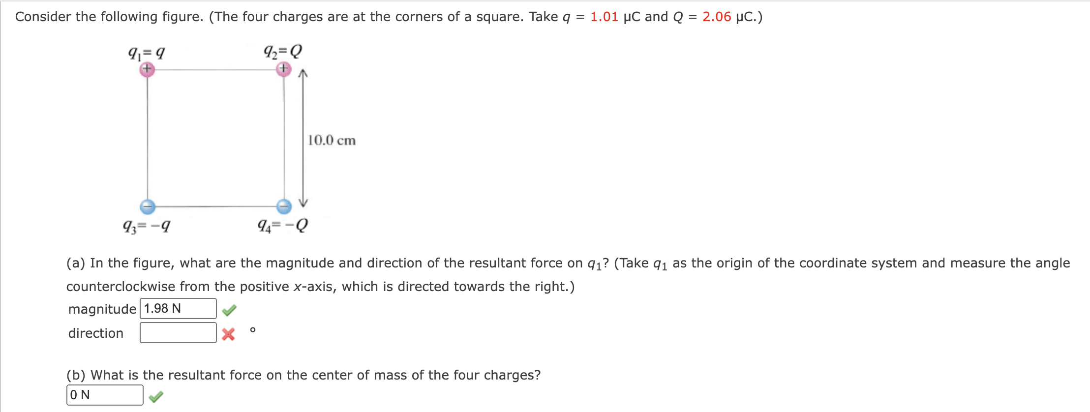 Solved Consider the following figure. (The four charges are | Chegg.com