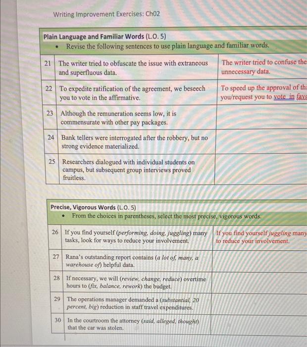 Solved Writing Improvement Exercises: Ch02 | Chegg.com