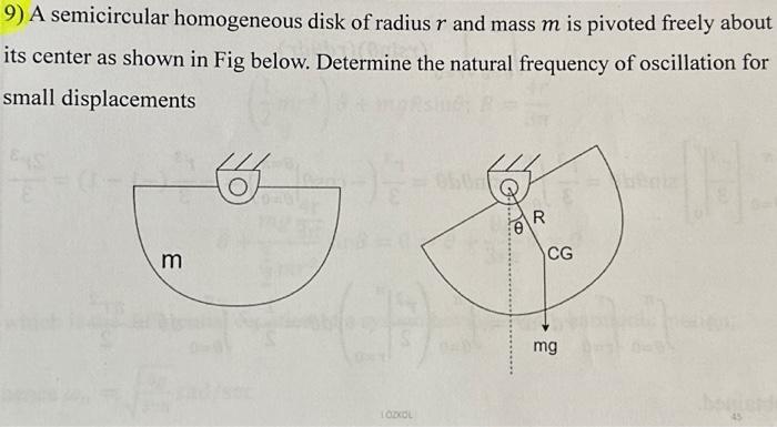 Solved 9) A semicircular homogeneous disk of radius r and | Chegg.com
