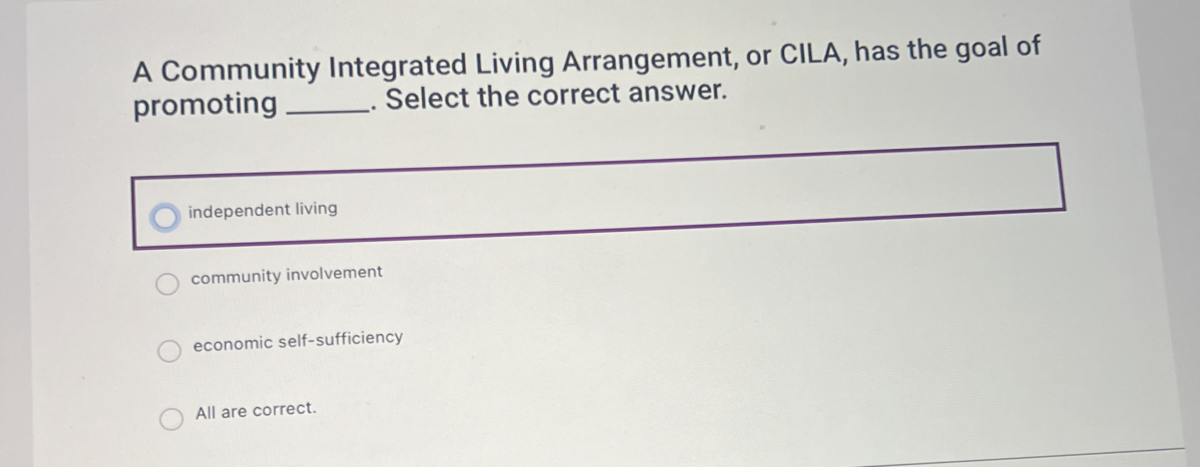 Solved A Community Integrated Living Arrangement, or CILA, | Chegg.com
