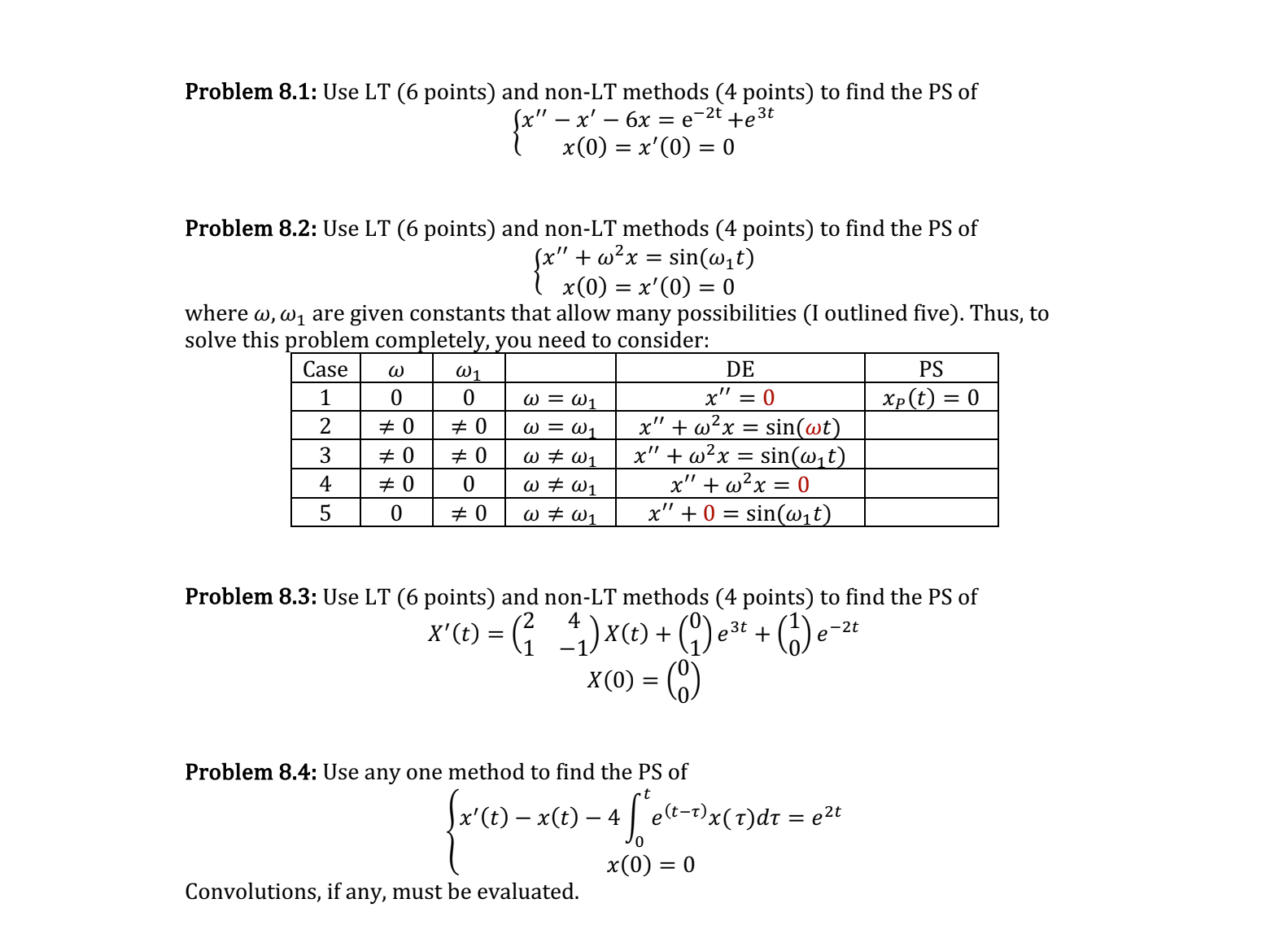 Solved Solve All please Problem 8.1: Use LT (6 ﻿points) | Chegg.com